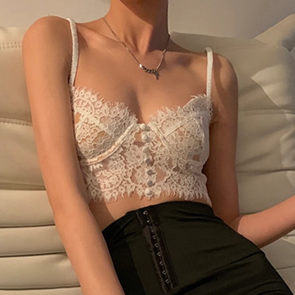 Commense | Tops | Double Hook Lace Crop Corset Top | Poshmark